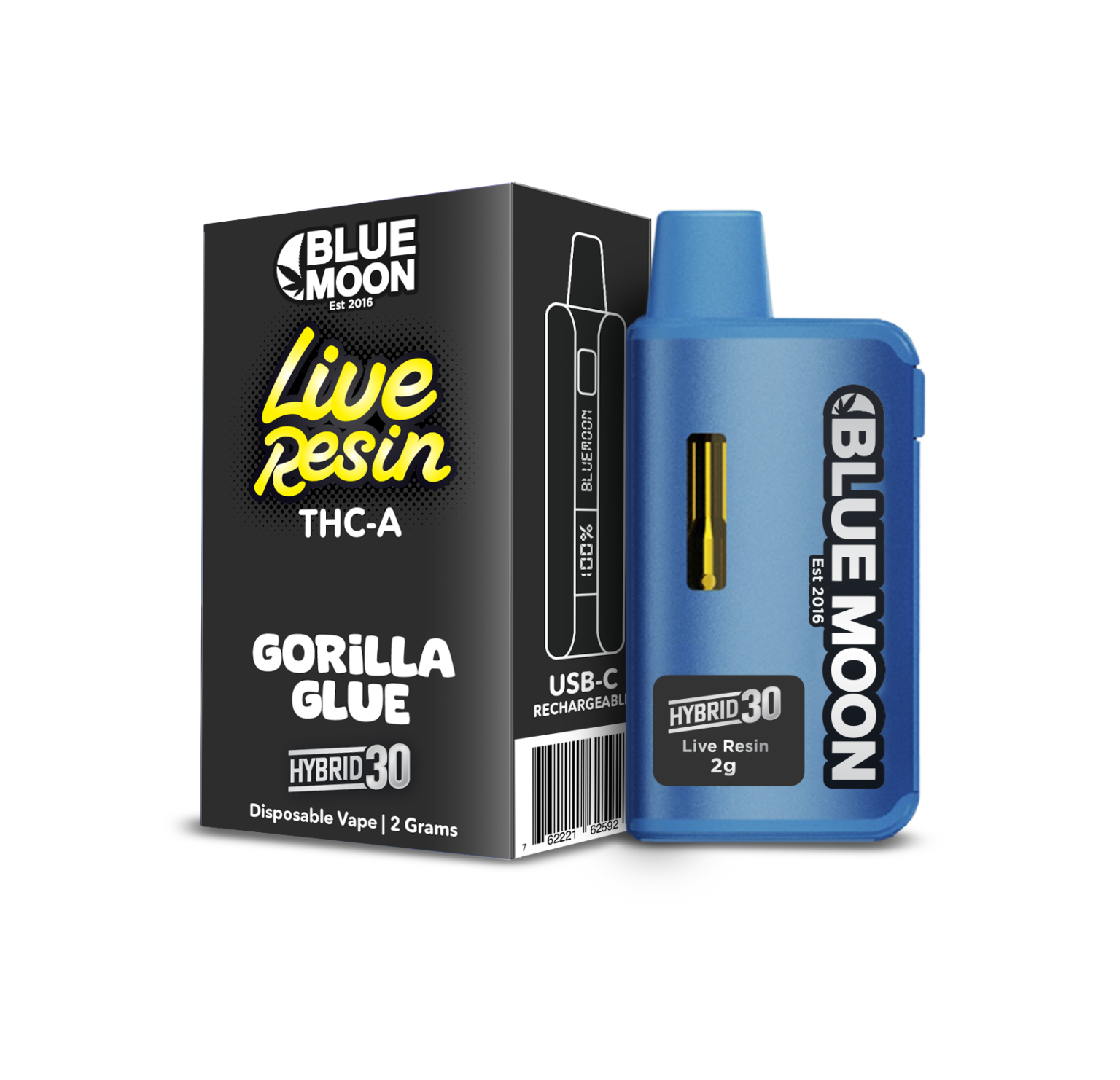 2G Live Resin Disposable Vape Gorilla Glue Single | Blue Moon Hemp ...