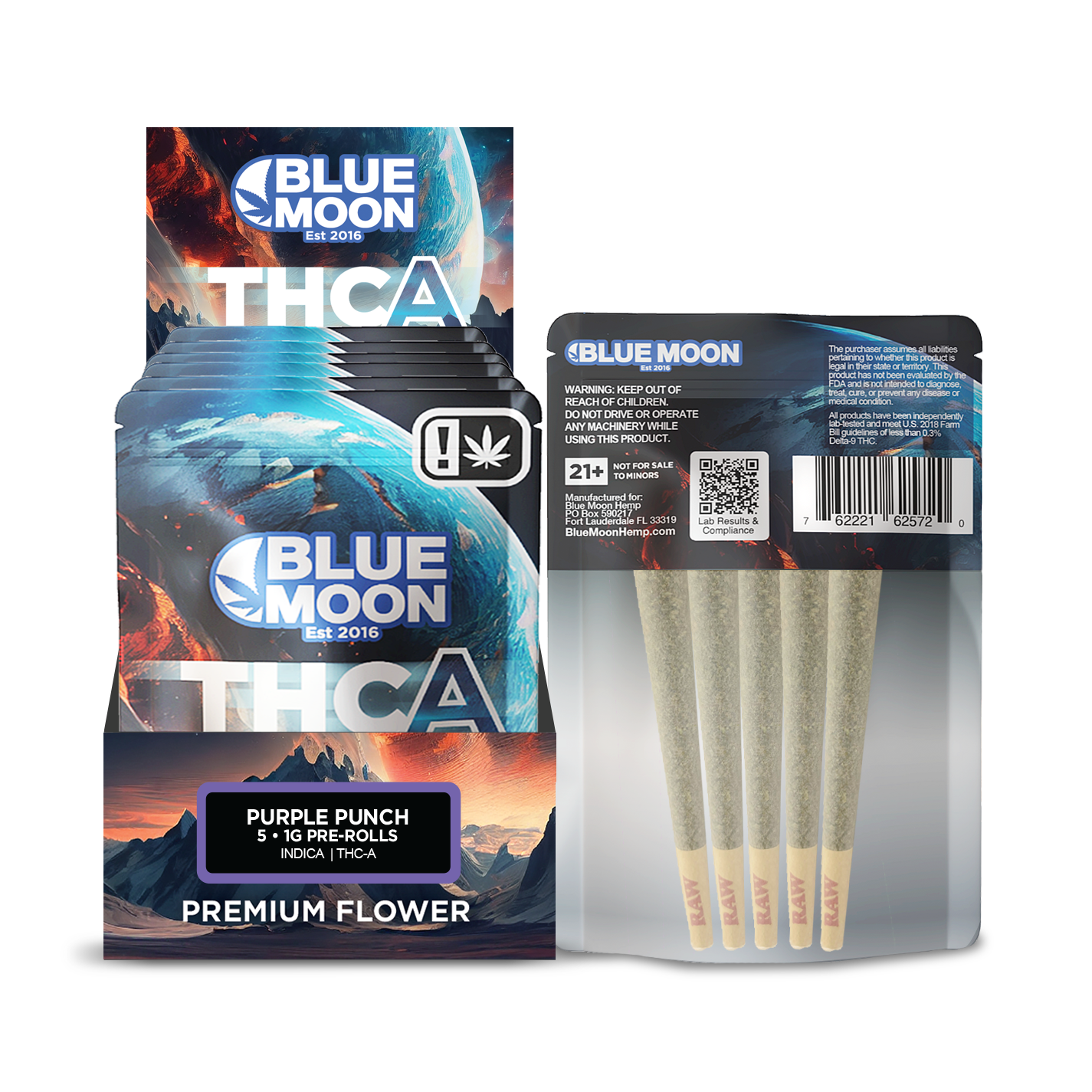 THC-A Purple Punch Pre-Rolls - (10) 5 Packs | Blue Moon Hemp Wholesale