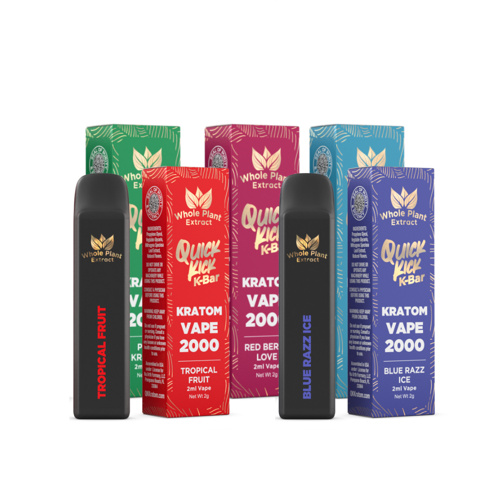 QK Kratom 2G Disposable Vape Assorted 5-Pack | Blue Moon Hemp Wholesale